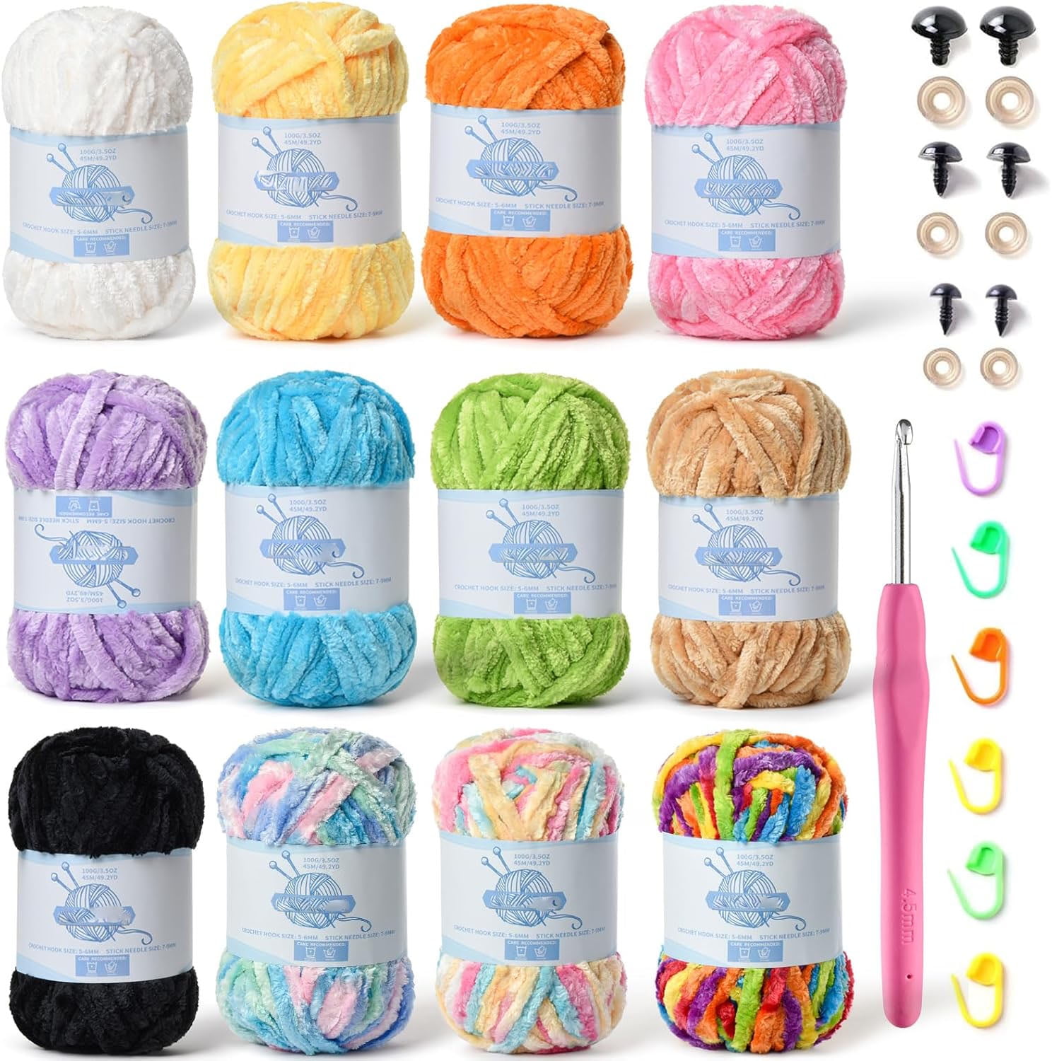 BZPIZ Clearance Chunky Chenille Yarn for Hand Knitting Chunky Chenille ...
