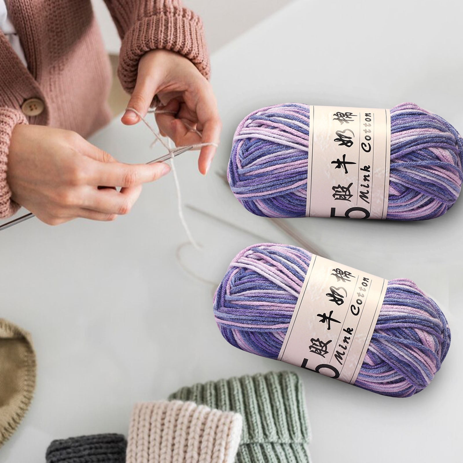 BZPIZ Cotton Yarn for Crochet,5 Skeins Soft Milk Cotton Yarn for Hand ...