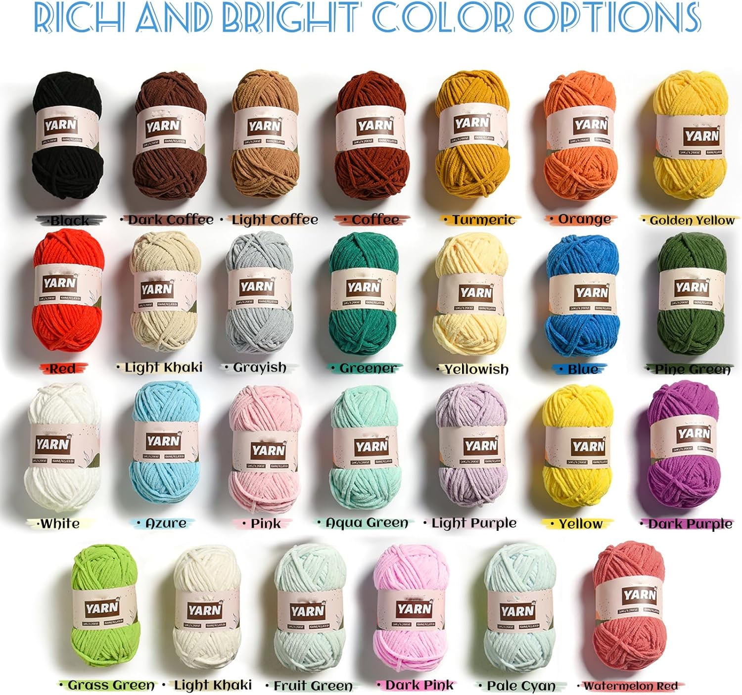 BZPIZ Fluffy Yarn Bulky Thick Fluffy Yarn for Knitting,Tie-Dye ...