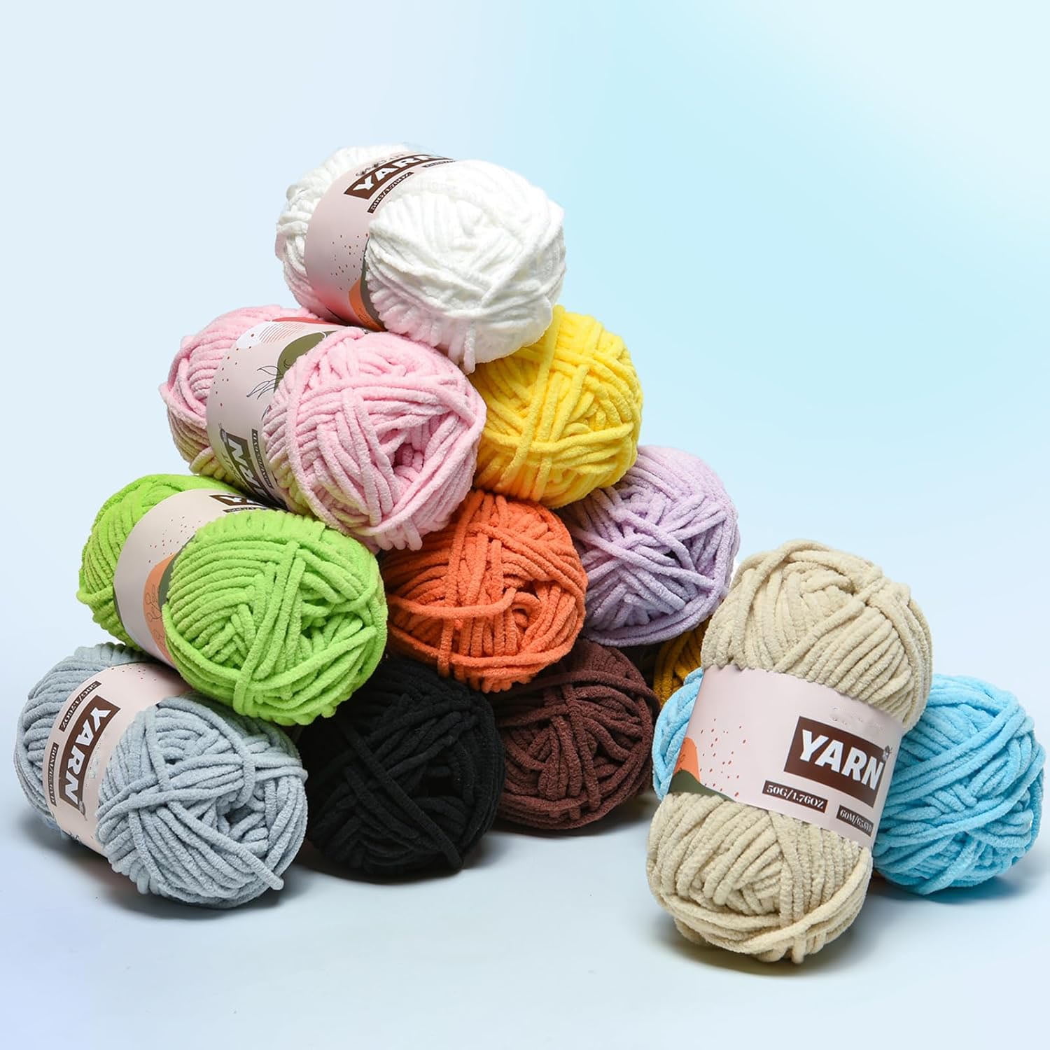 BZPIZ Giant Chunky Yarn for Crocheting Crochet and Knitting Starter Kit ...