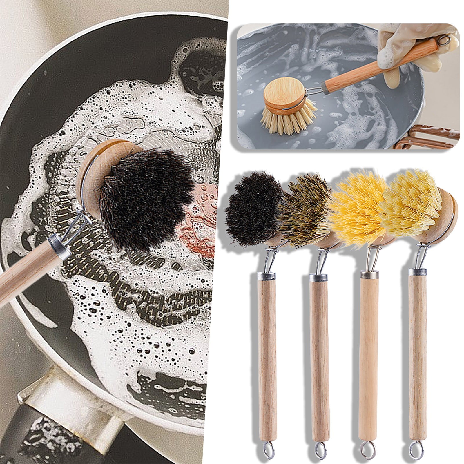 BZPIZ Dish Brush Set Clearance,Friendly Handle,Long Handle Pot Brush ...