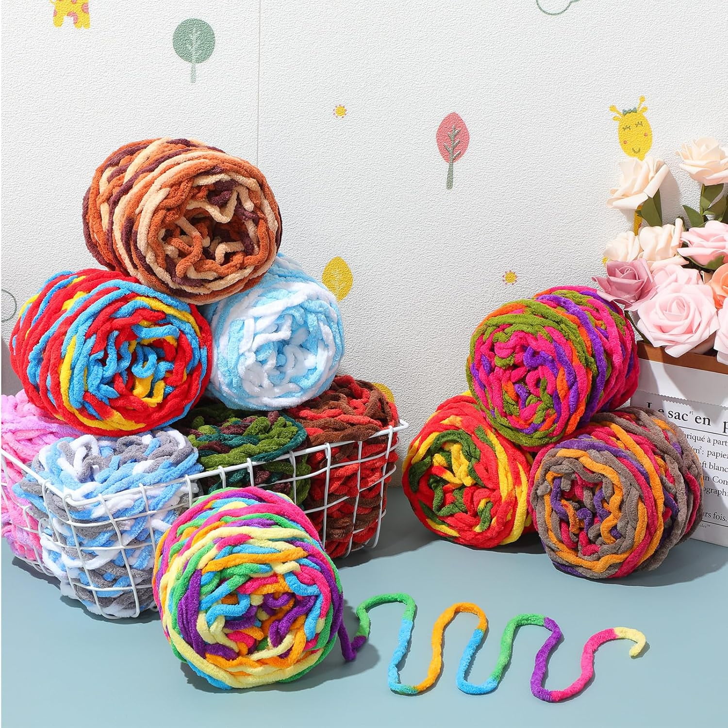 BZPIZ Flash Deals Plush Yarn Bulky Thick Fluffy Yarn for Knitting,Tie ...