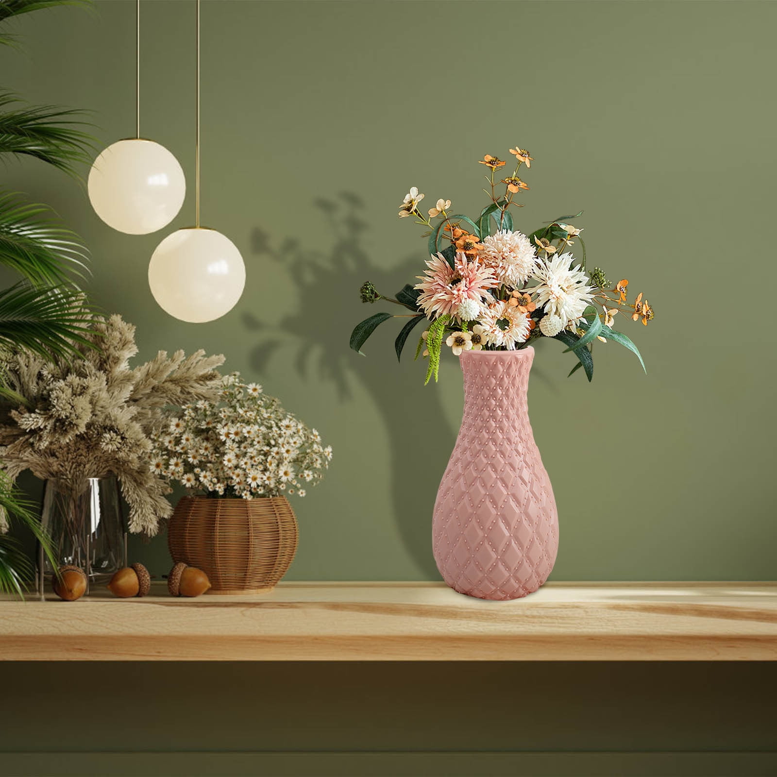 BZPIZ Flower Vase Plastic Cylinder Vases Decorative,Unbreakable Floral ...