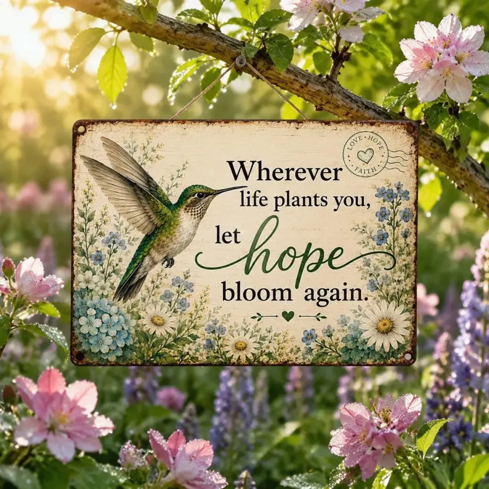 BZPIZ Funny Garden Metal Sign Vintage Decor, Hope Bloom Again ...