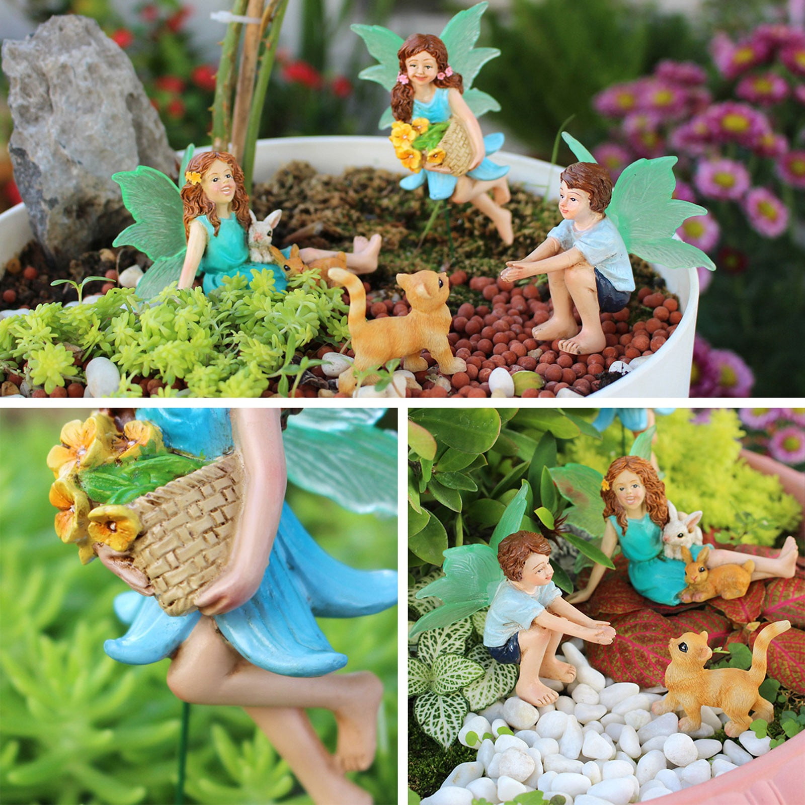 BZPIZ Garden Decorations Fairy Garden Treasure Gurus Fairy Girl Reading ...