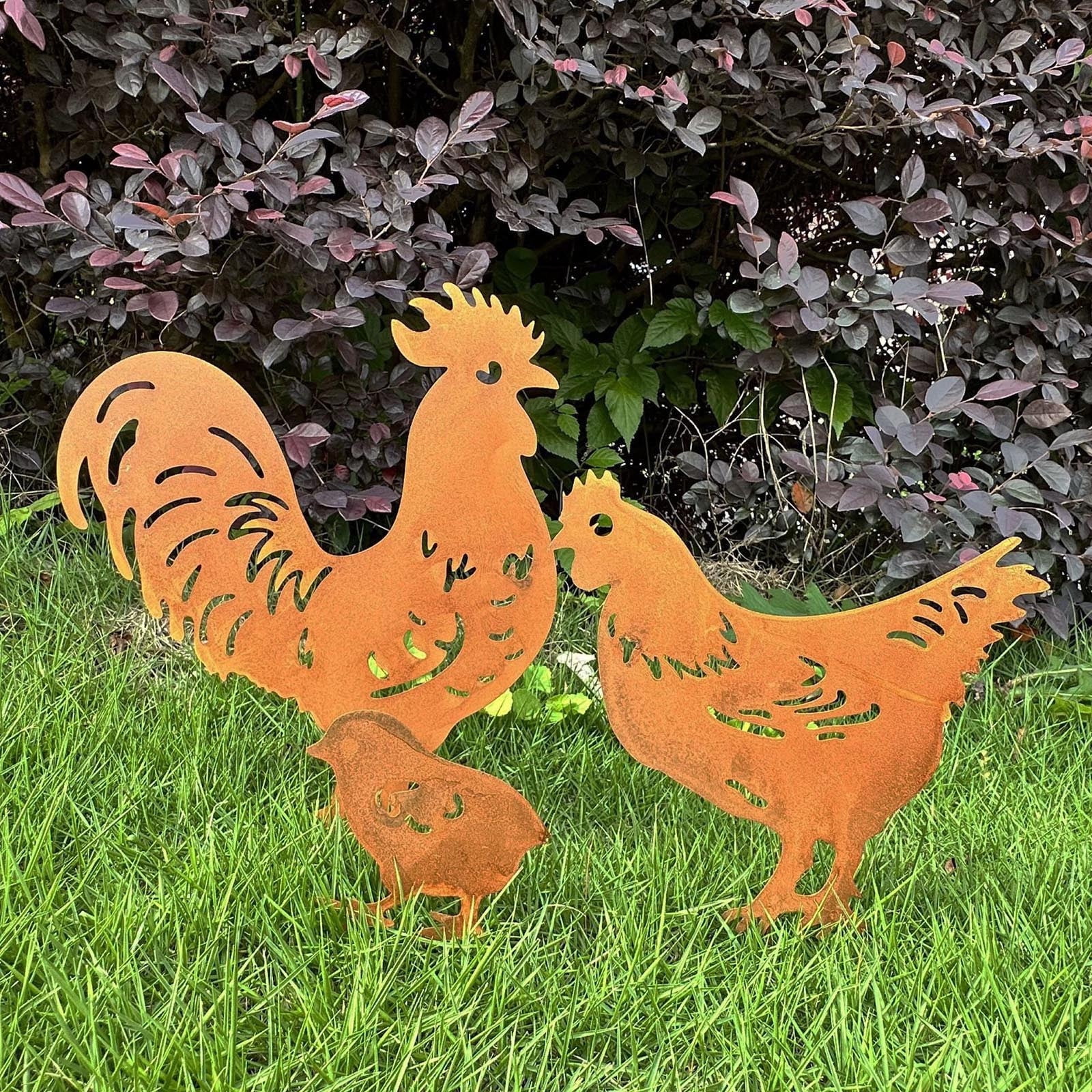 BZPIZ Garden Decorations Deals Chicken Metal Decorative Garden Stakes ...