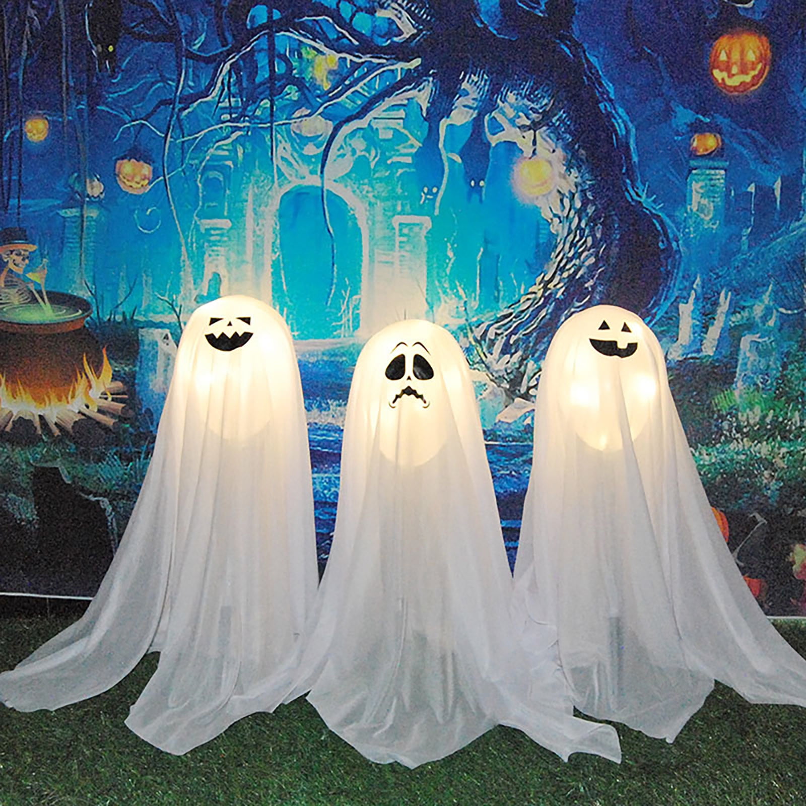 BZPIZ Ghost Solar Garden Light Spooky Ghosts Halloween Decor Outdoor ...