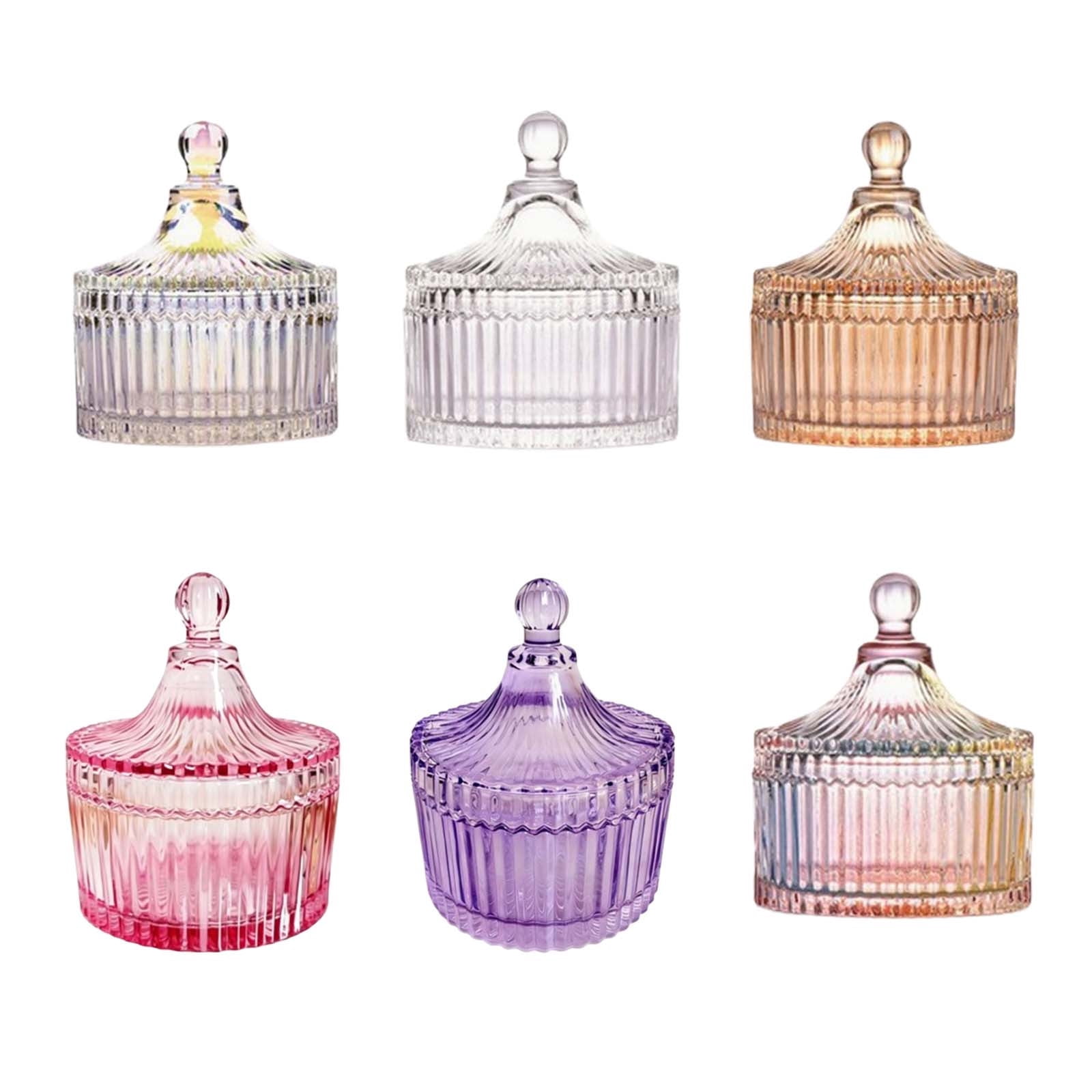 BZPIZ Glass Relief Sugar Bowl Candy Dish Food Storage Container Spice ...