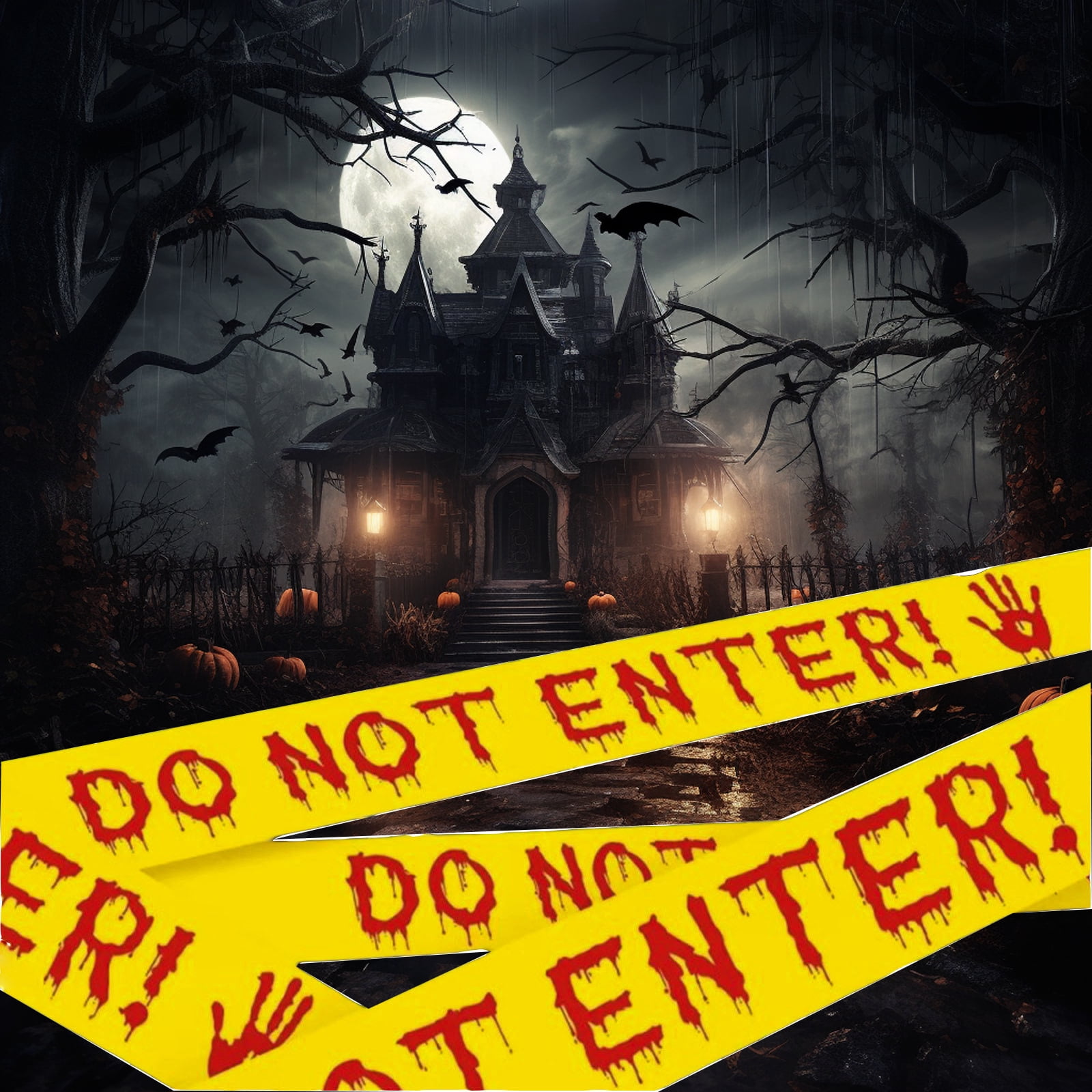 BZPIZ Halloween Decorations Outdoor Halloween Tape Halloween Caution ...
