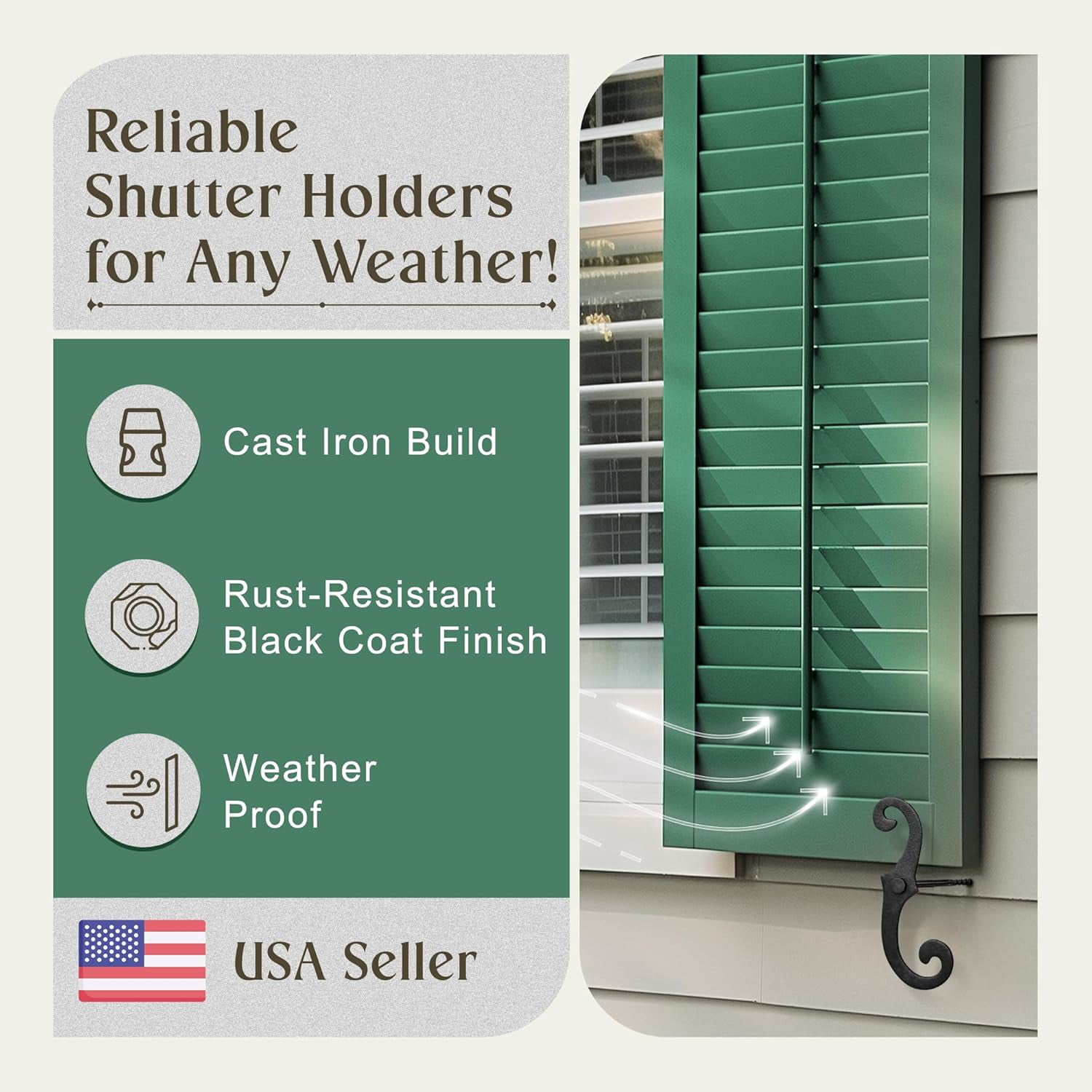 BZPIZ Hardware Supplies Shutter Holders Black Cast Aluminum S Shaped ...