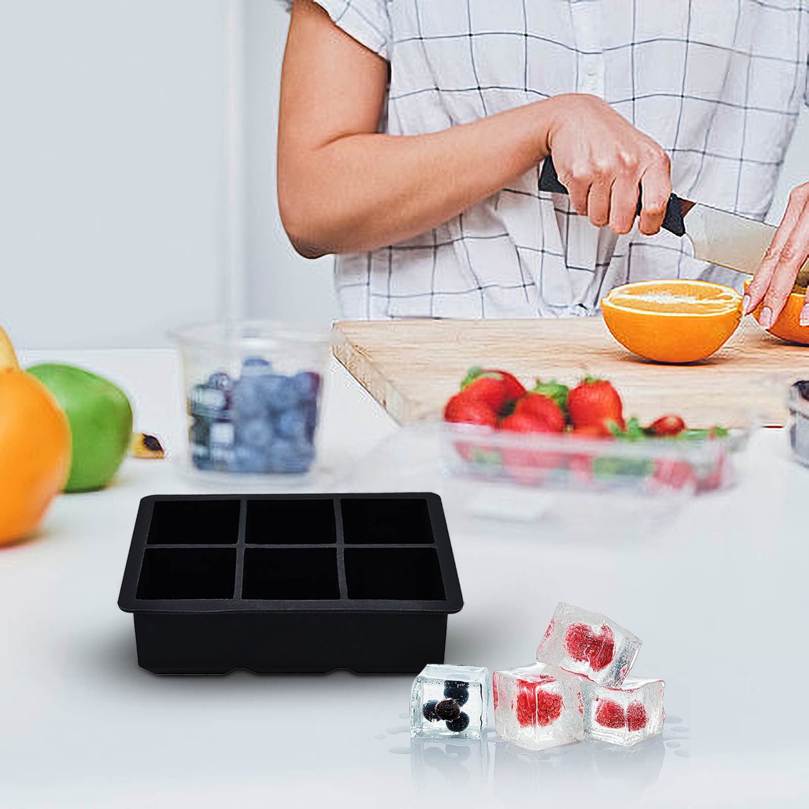 BZPIZ Kitchen Under $5 Ice Cube Tray Silicone Easy-Release Ice Trays ...