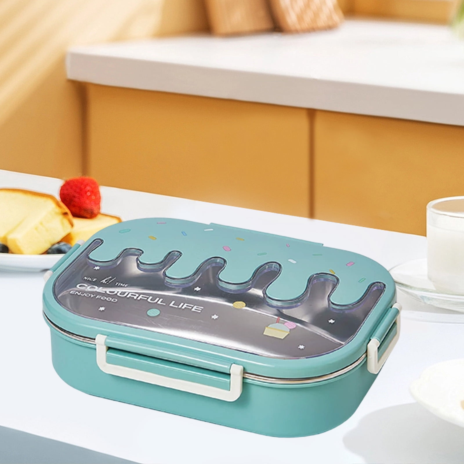 BZPIZ Kitchen Savings Bento Boxes 4 Compartments Containerss, Lunchable ...