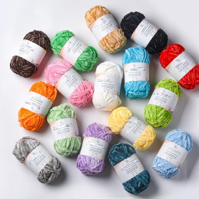 BZPIZ Chunky Yarn for Hand Knitting Chunky Chenille Yarn with 1 Set of ...
