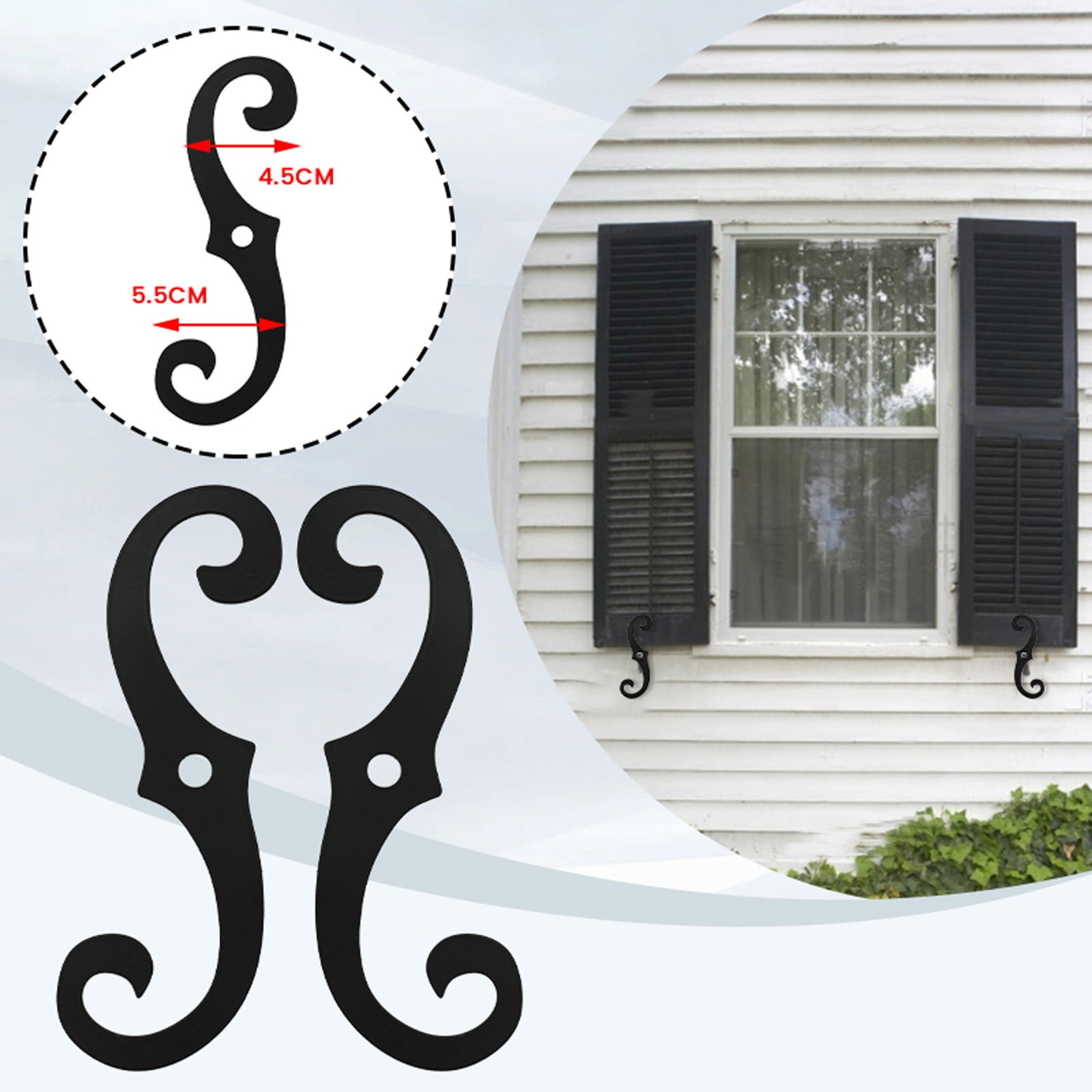 BZPIZ Window Hardware Shutter Dogs Heavy-Duty Black Wrought Iron ...