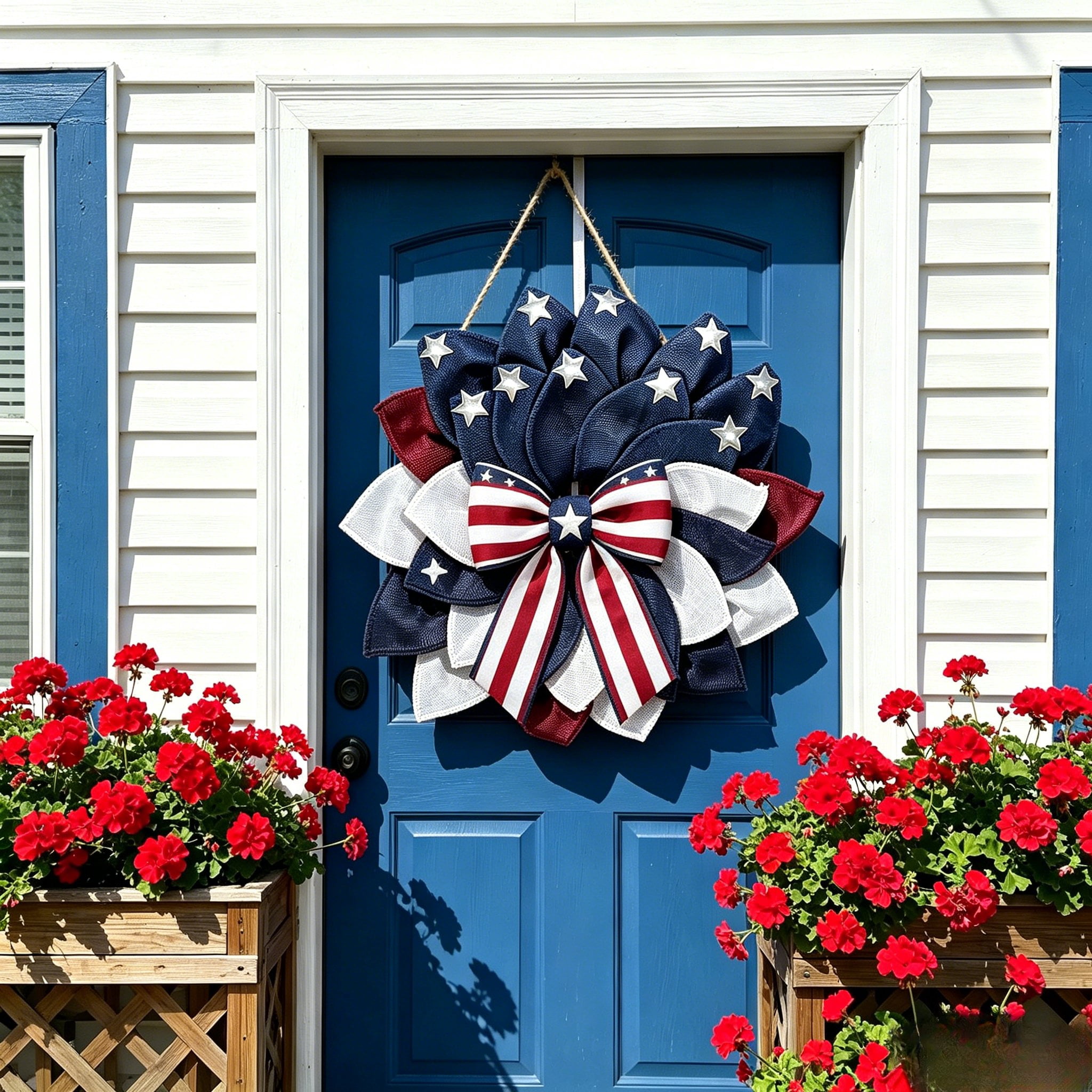 BZPIZ Wooden 4th of July Wreath, Patriotic Handcrafted American Flag ...