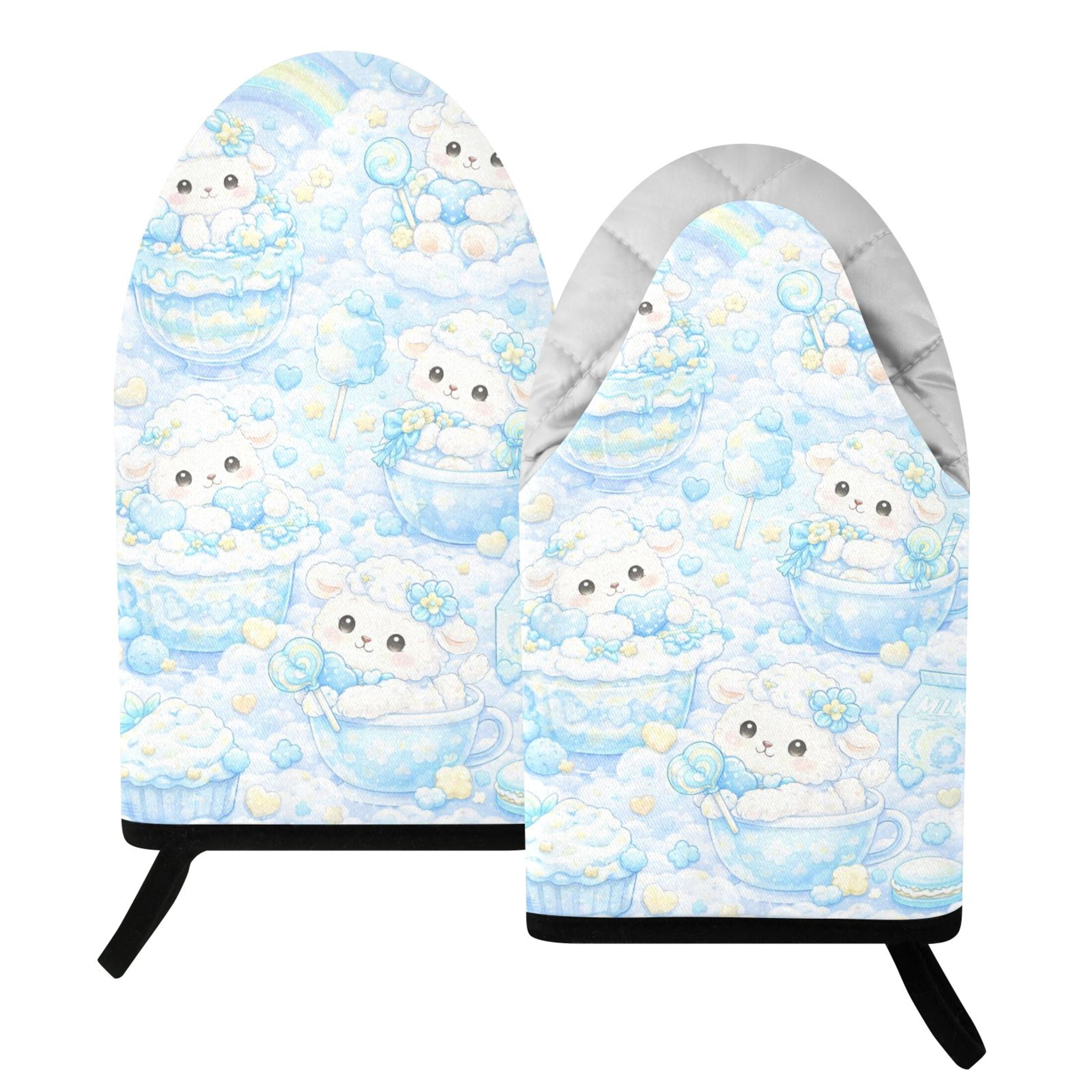 BZSMCE 2 Pack Bath Time Fluffy Clouds Print Heat Resistant Cotton Oven ...