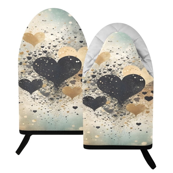 BZSMCE 2 Pack Heart Splatter Print Heat Resistant Cotton Oven Mitts for ...