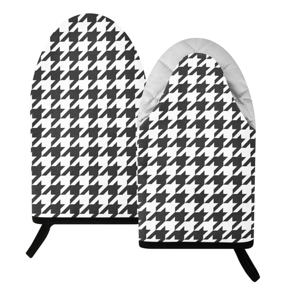 BZSMCE 2 Pack Houndstooth Noir Print Heat Resistant Cotton Oven Mitts ...