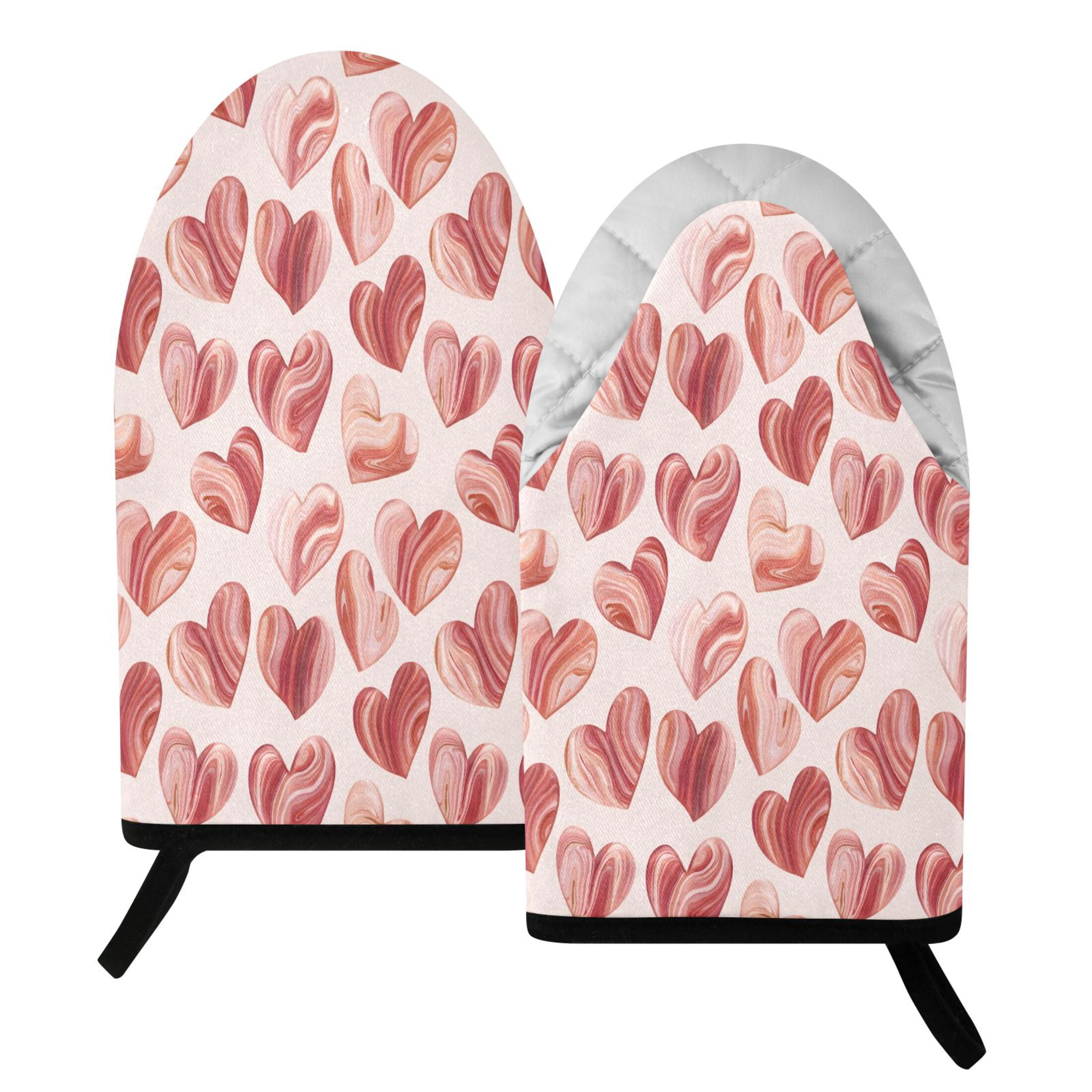 BZSMCE 2 Pack Pink Agate Texture Heart Pattern Print Heat Resistant ...