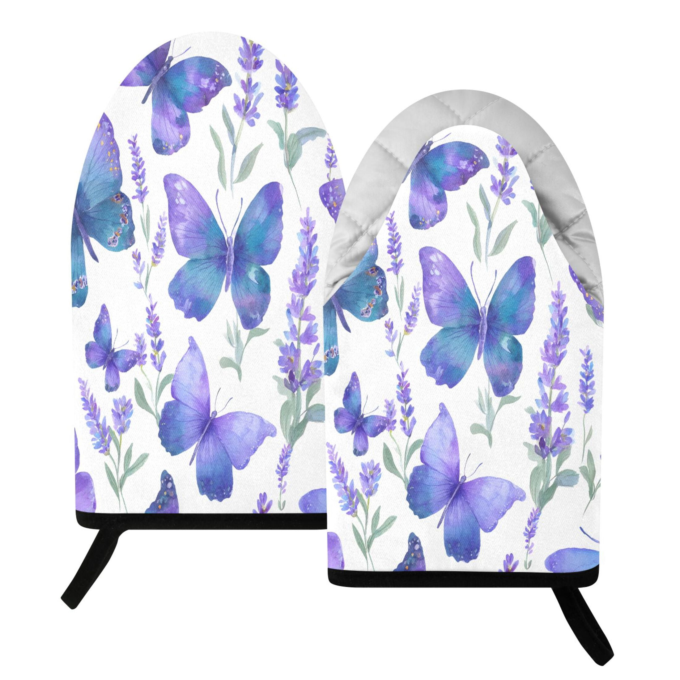 BZSMCE 2 Pack Purple Butterfly Lavender Print Heat Resistant Cotton ...