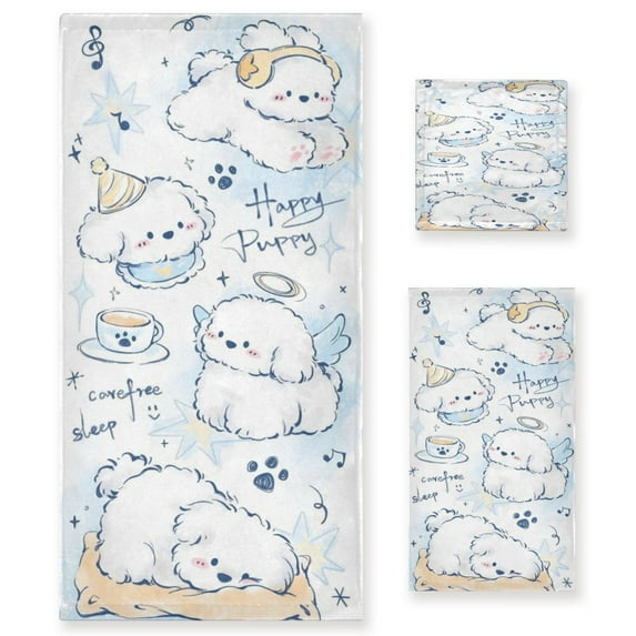 BZSMCE 3piece Bath Towel Sets Hand Bath Towels Fashion Angel Pup Cloud ...