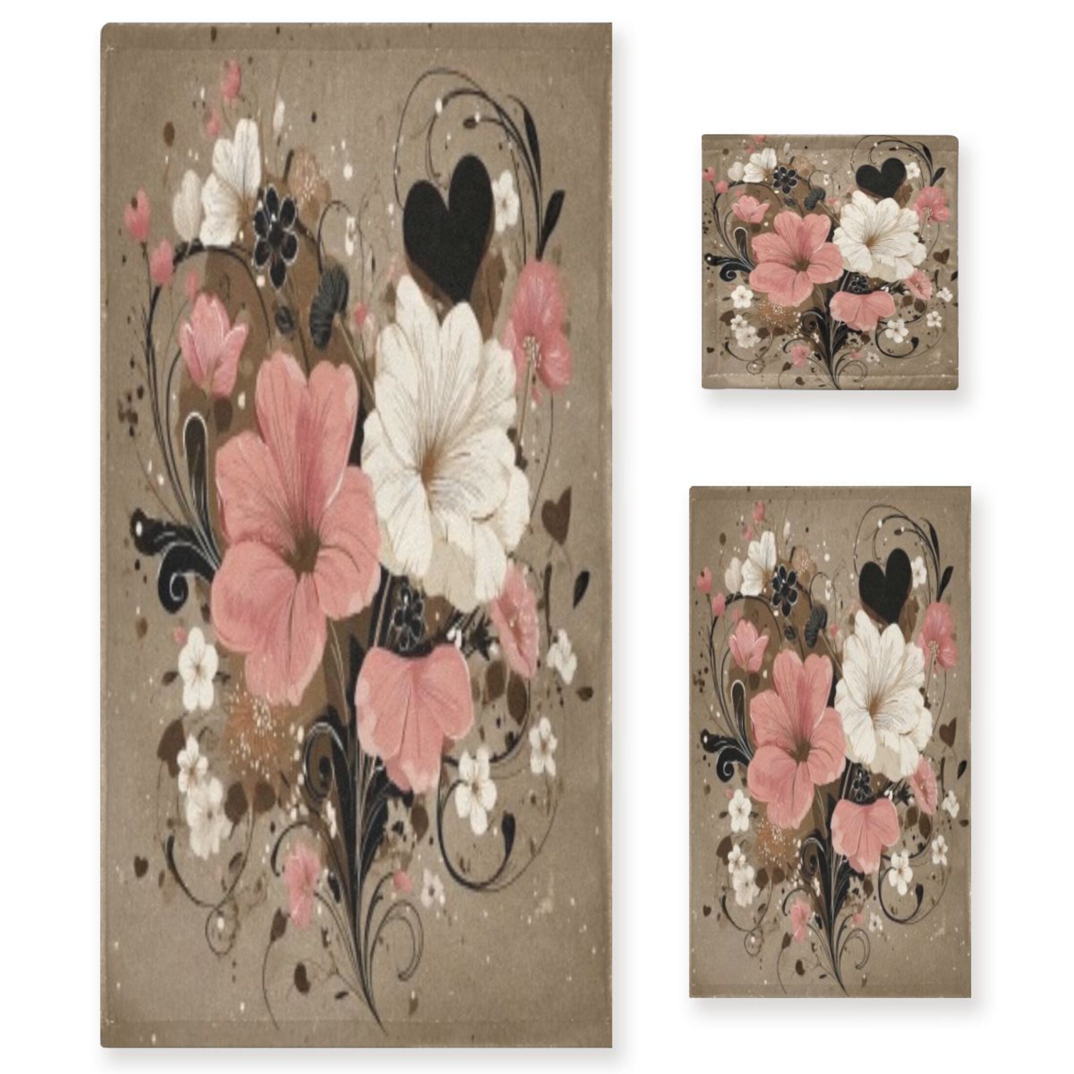 BZSMCE 3piece Bath Towel Sets Hand Bath Towels Fashion Bohemian Floral ...