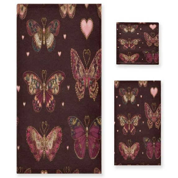 BZSMCE 3piece Bath Towel Sets Hand Bath Towels Fashion Gothic Butterfly ...