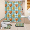 BZSMCE 4PCS Shower Curtain Set Bathroom Decorative Set-Orange Hearts ...