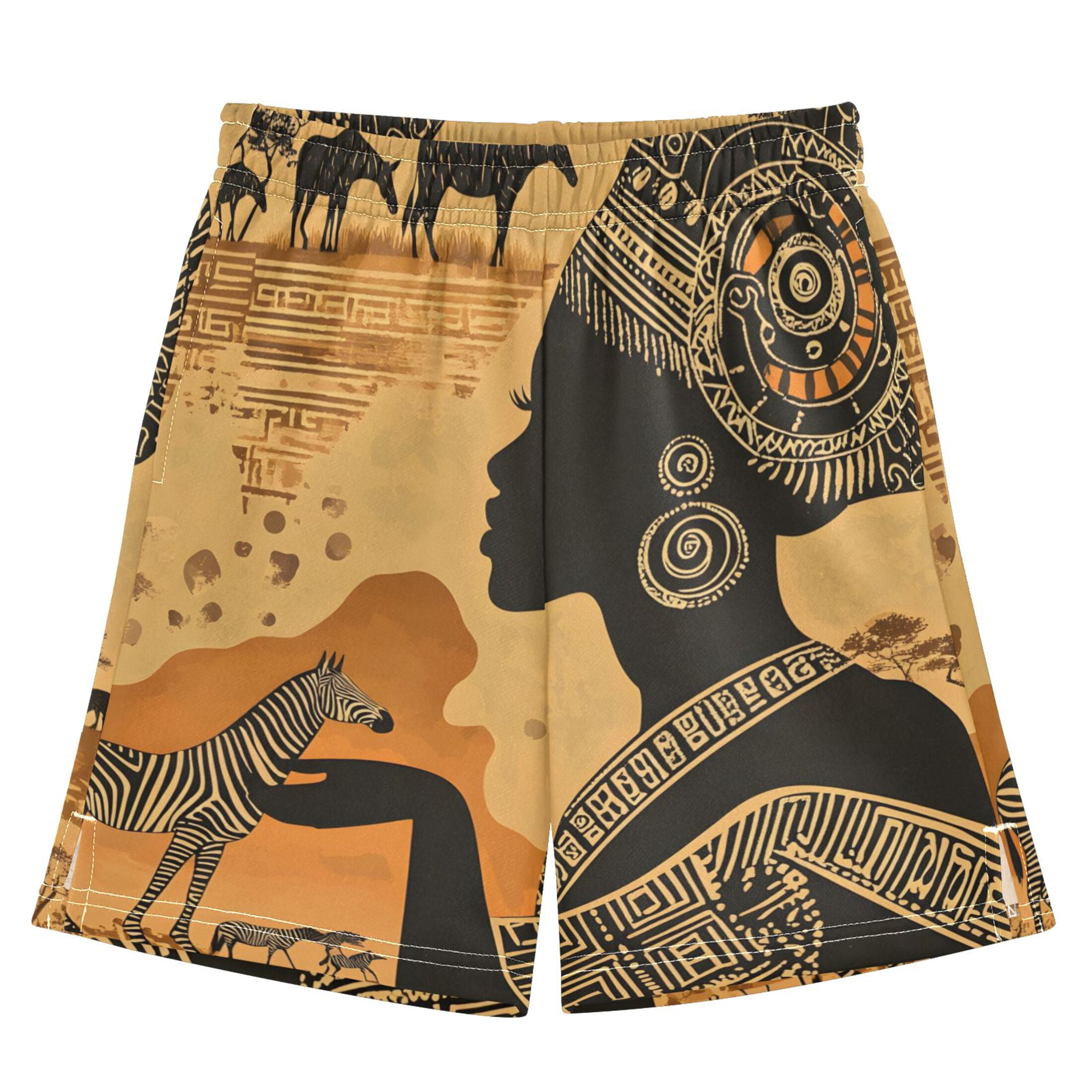 BZSMCE Adjustable Drawstring Casual Shorts With African Woman Pattern ...