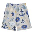 BZSMCE Adjustable Drawstring Casual Shorts With Anchor Flower Pattern ...