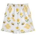 BZSMCE Adjustable Drawstring Casual Shorts With Bee Flower Pattern ...