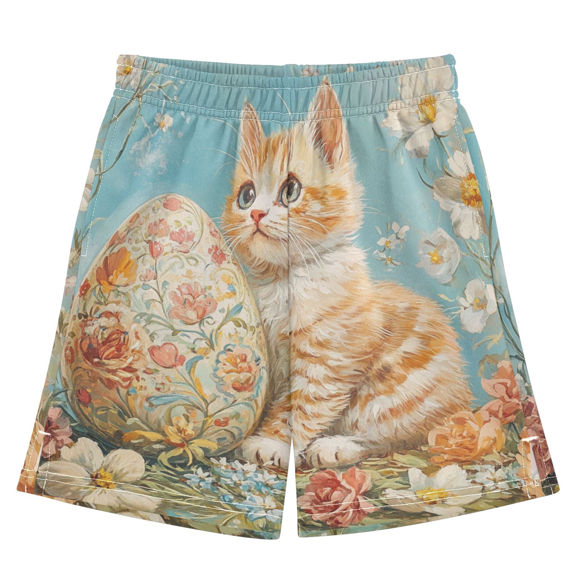 BZSMCE Adjustable Drawstring Casual Shorts With Blossoming Whiskers ...