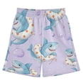 BZSMCE Adjustable Drawstring Casual Shorts With Blue Pool Shark Pattern ...