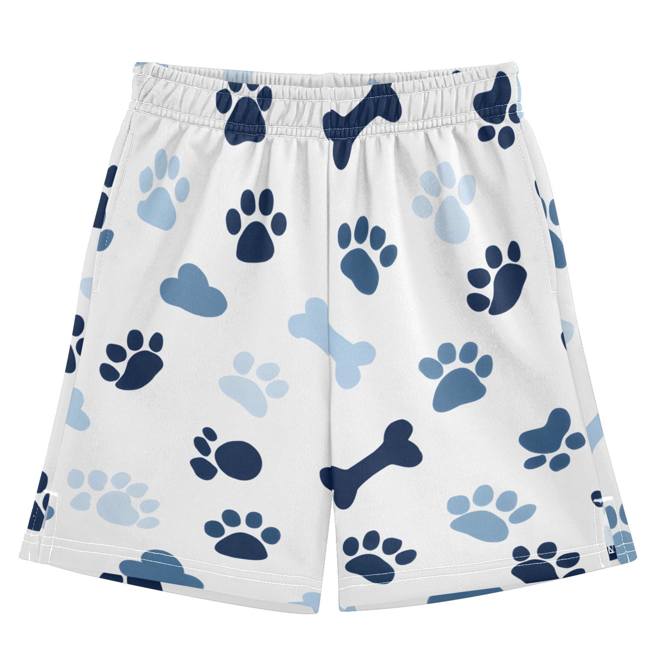 BZSMCE Adjustable Drawstring Casual Shorts With Blue Puppy Bones Puppy ...