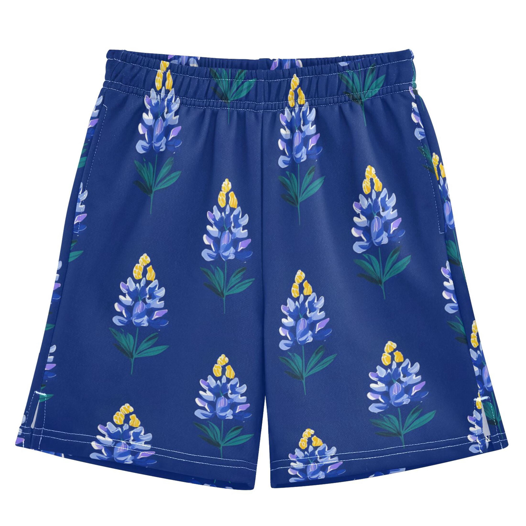 BZSMCE Adjustable Drawstring Casual Shorts With Bluebonnet Flower ...