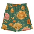 BZSMCE Adjustable Drawstring Casual Shorts With Butterfly Rose Pattern ...