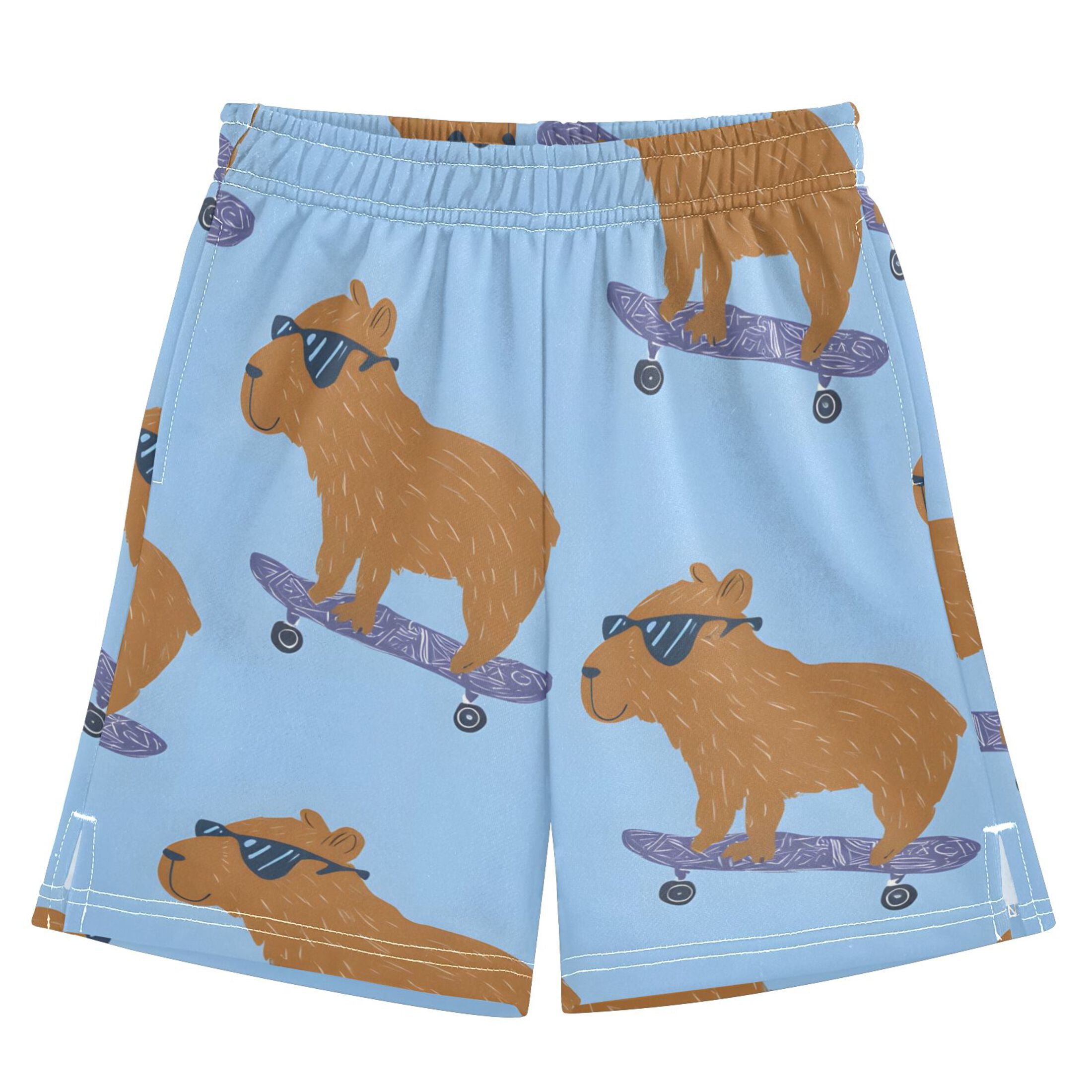 BZSMCE Adjustable Drawstring Casual Shorts With Capybara Pattern ...