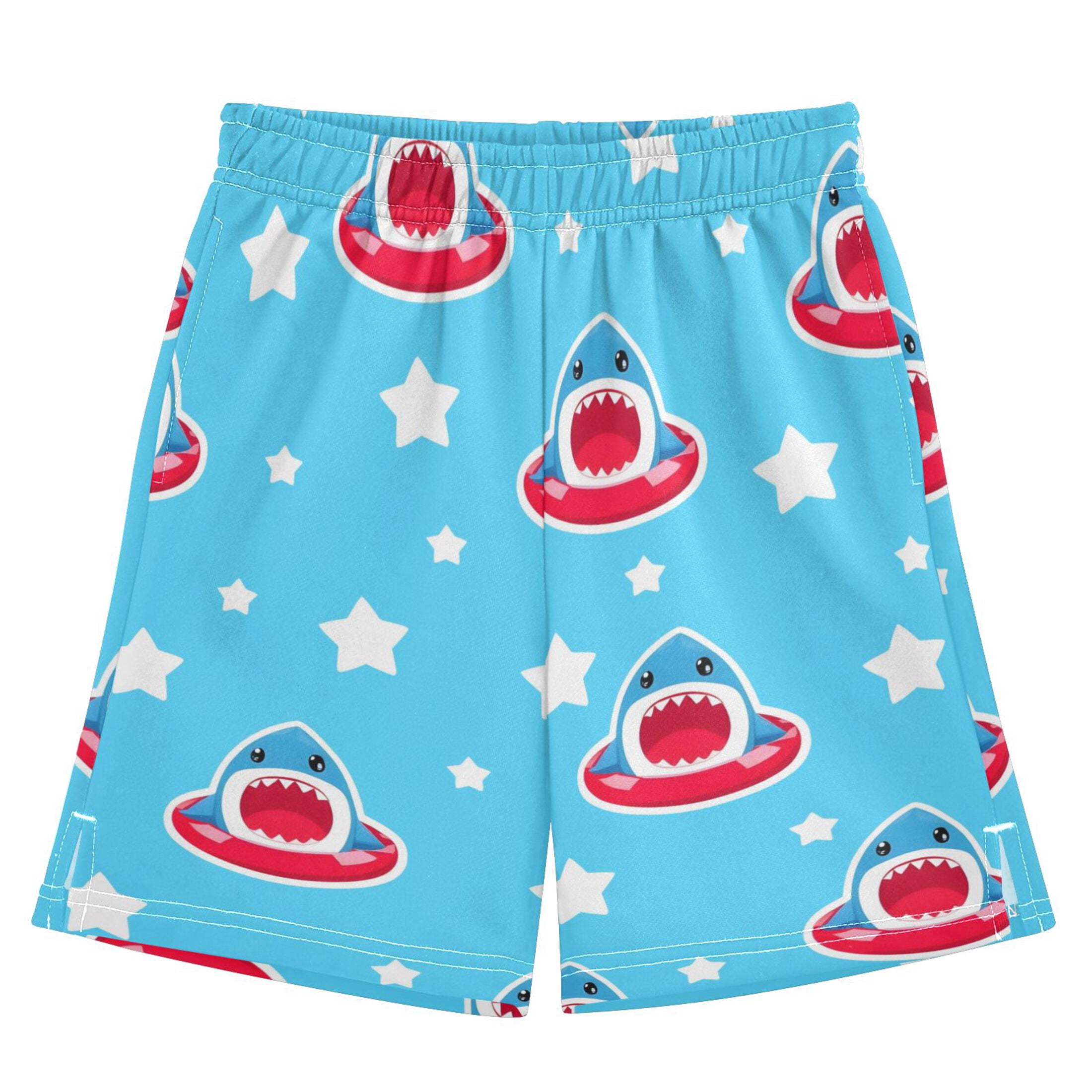 BZSMCE Adjustable Drawstring Casual Shorts With Cartoon Shark Star ...