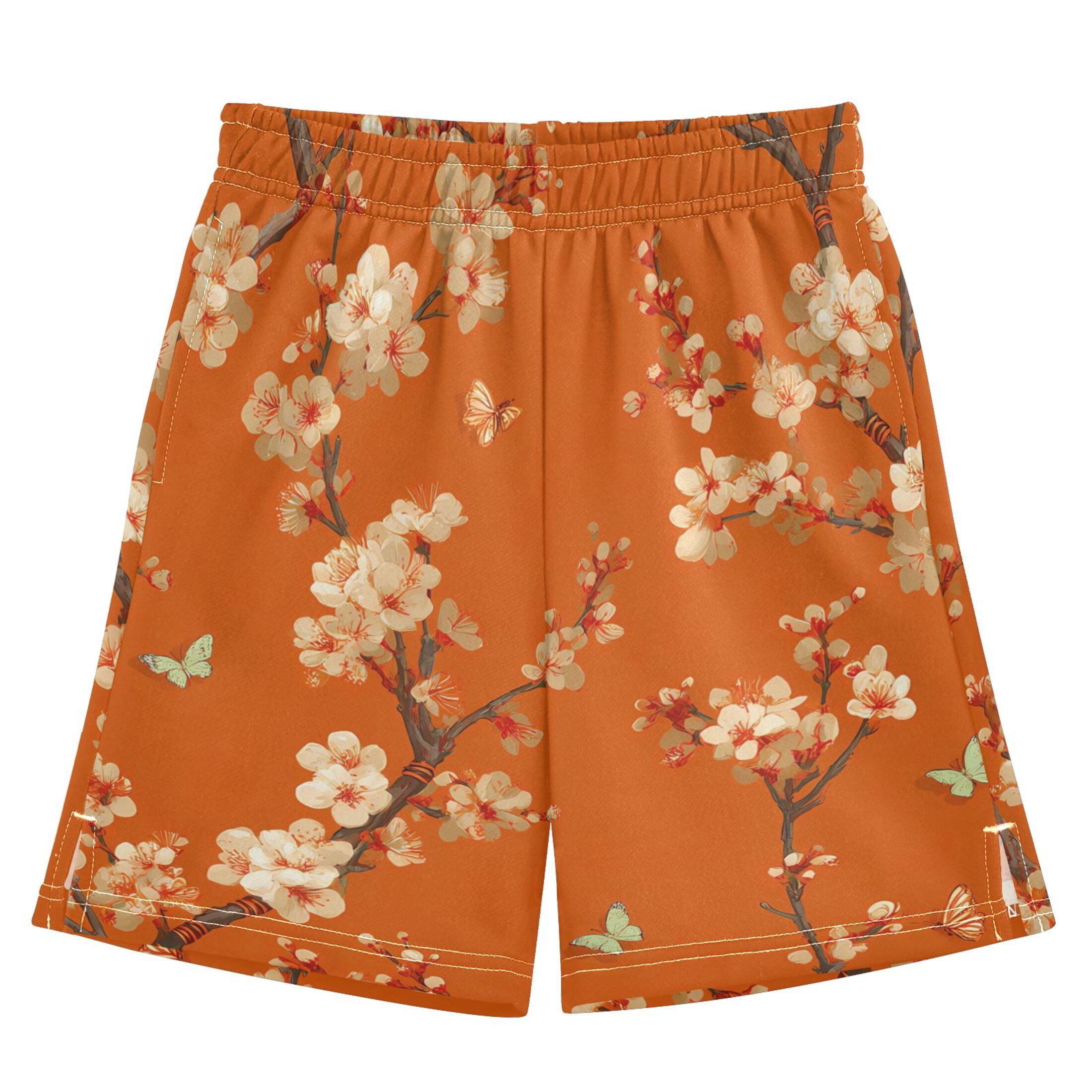 BZSMCE Adjustable Drawstring Casual Shorts With Cherry Blossom ...