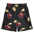 BZSMCE Adjustable Drawstring Casual Shorts With Cherry Gold Leaf ...