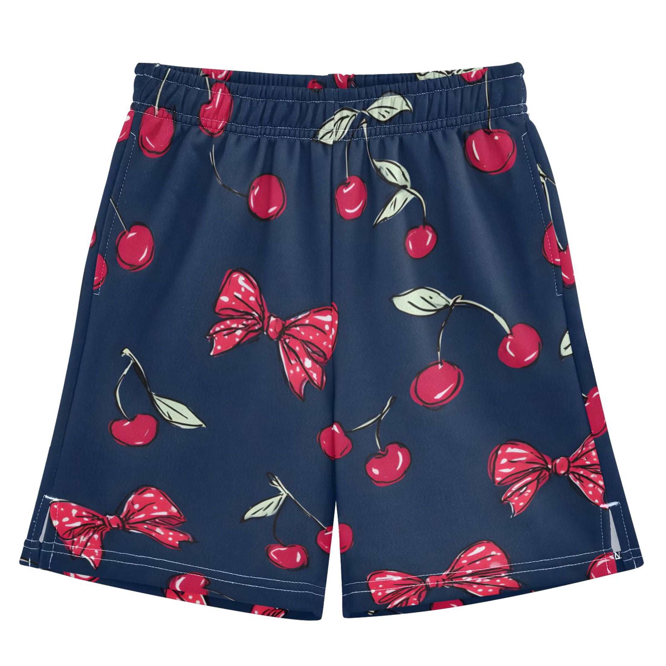 BZSMCE Adjustable Drawstring Casual Shorts With Cherry Red Polka Dot ...