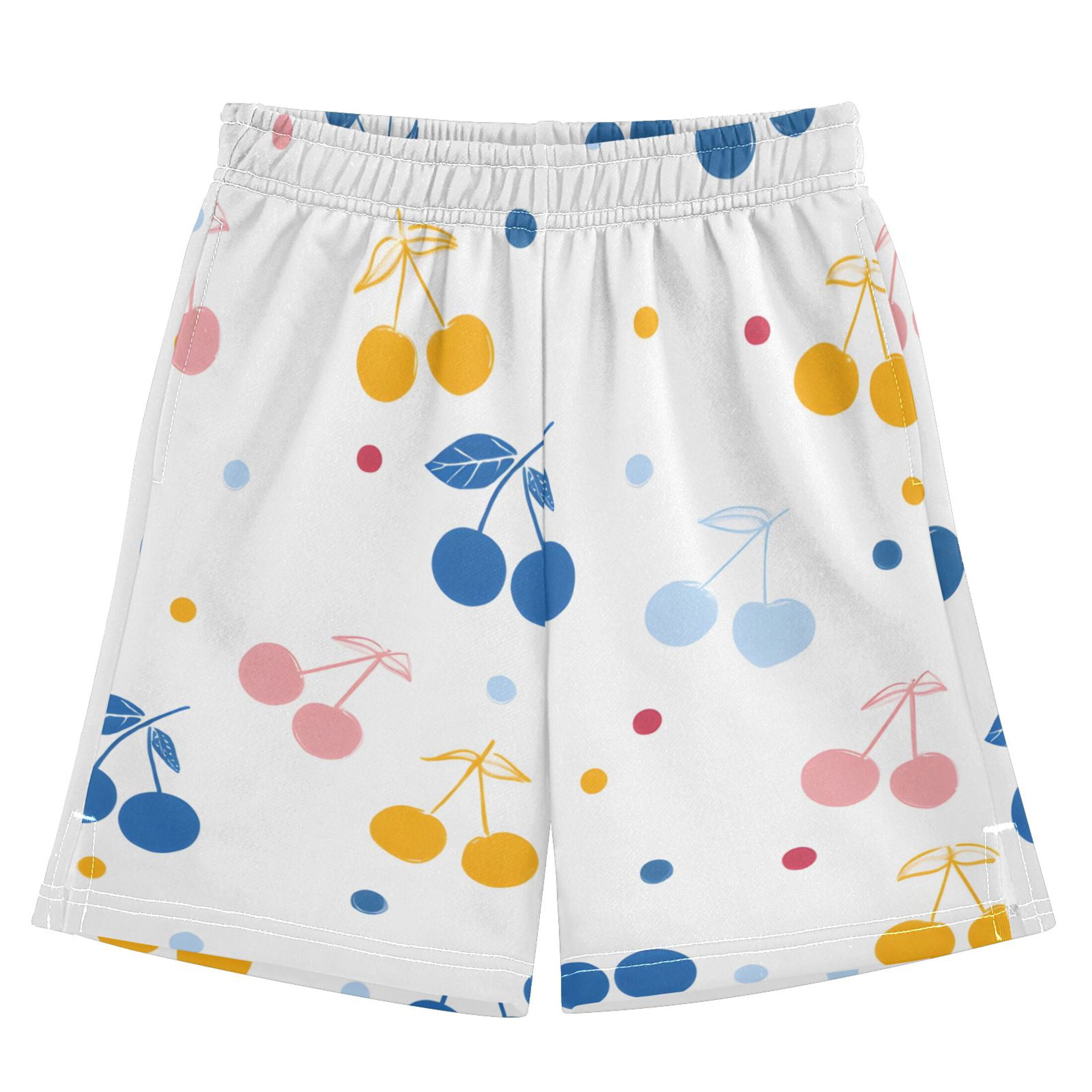 BZSMCE Adjustable Drawstring Casual Shorts With Colorful Cherry Pattern ...
