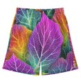 BZSMCE Adjustable Drawstring Casual Shorts With Colorful Leaf Texture ...