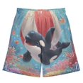 BZSMCE Adjustable Drawstring Casual Shorts With Coral Orca Fun Pattern ...