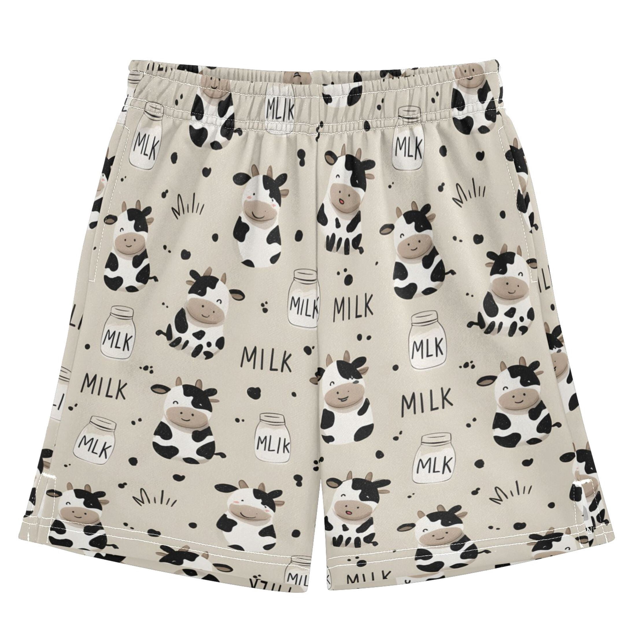 BZSMCE Adjustable Drawstring Casual Shorts With Cow Pattern Pattern ...