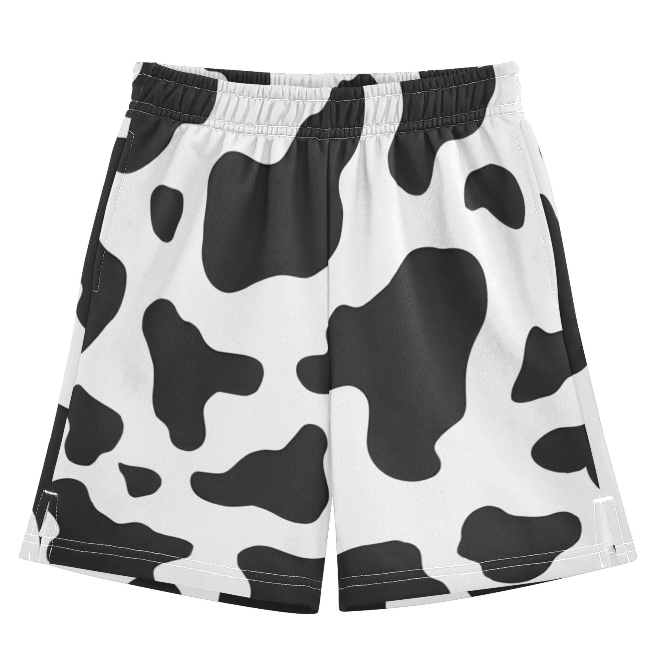 BZSMCE Adjustable Drawstring Casual Shorts With Cow Pattern Pattern ...