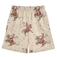 BZSMCE Adjustable Drawstring Casual Shorts With Cowboy Riding Pattern ...