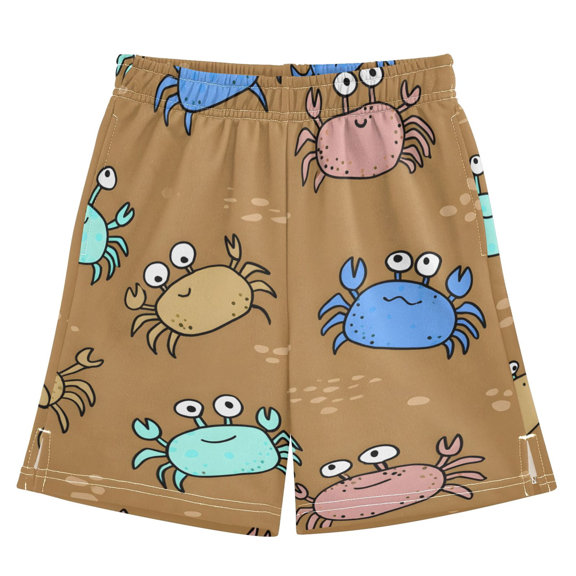 BZSMCE Adjustable Drawstring Casual Shorts With Crab Pattern Pattern ...