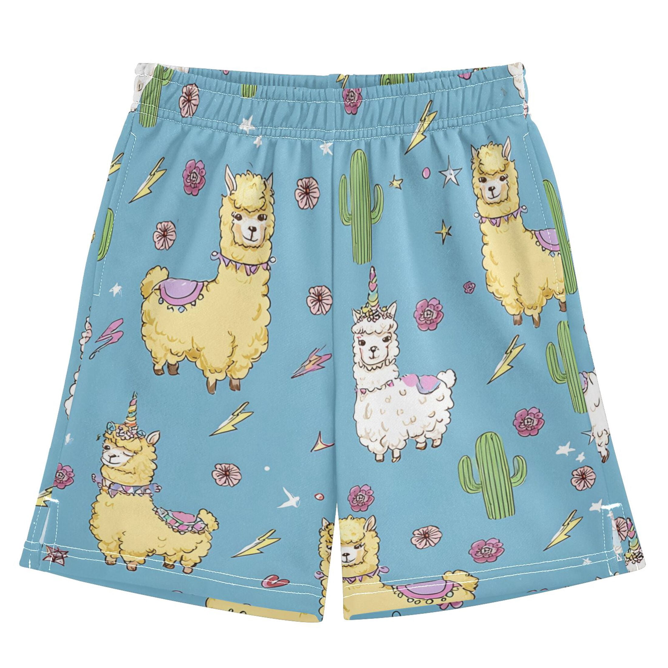 BZSMCE Adjustable Drawstring Casual Shorts With Cute Alpaca Pattern ...