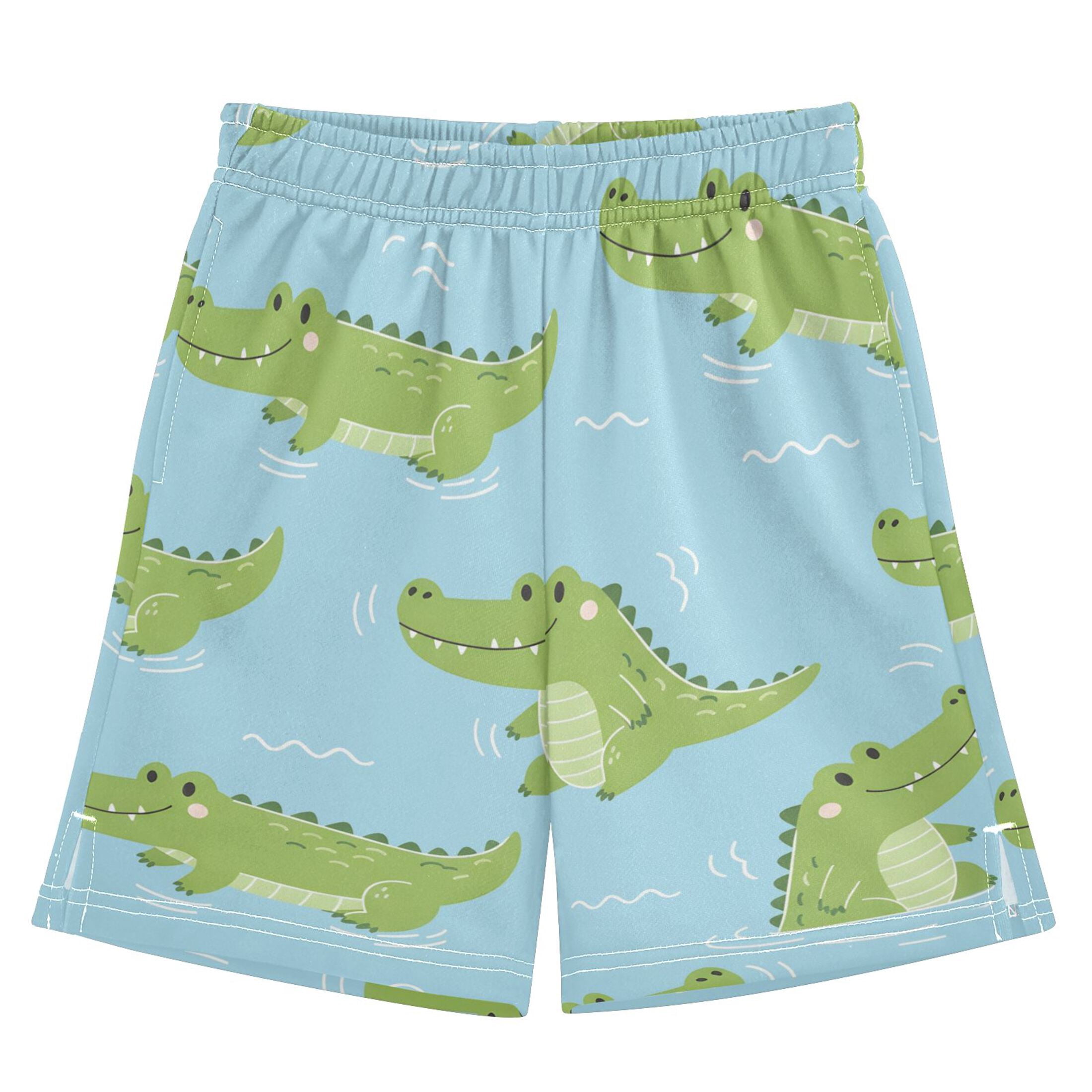 BZSMCE Adjustable Drawstring Casual Shorts With Cute Cartoon Crocodile ...